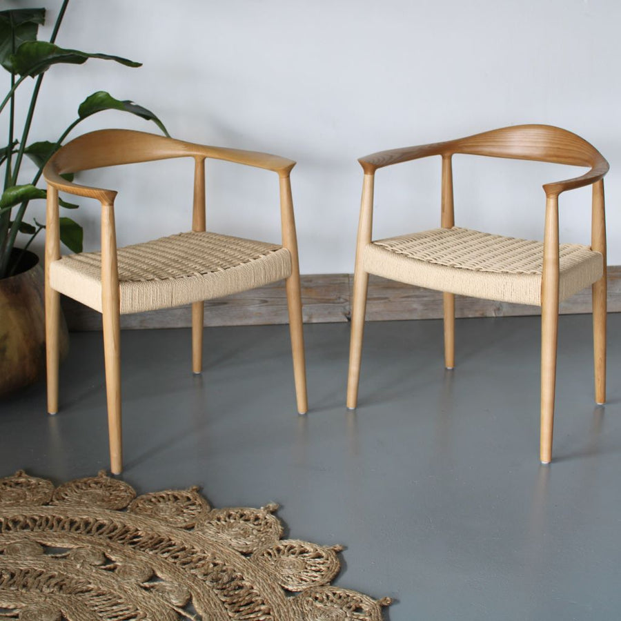 Maya Dining Chair – Hans Wegner Style Ash Wood & Woven Paper Cord Seat ...
