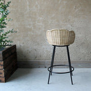 Natural Rattan Scallop Kitchen Island Bar Stool – The Rattan Company