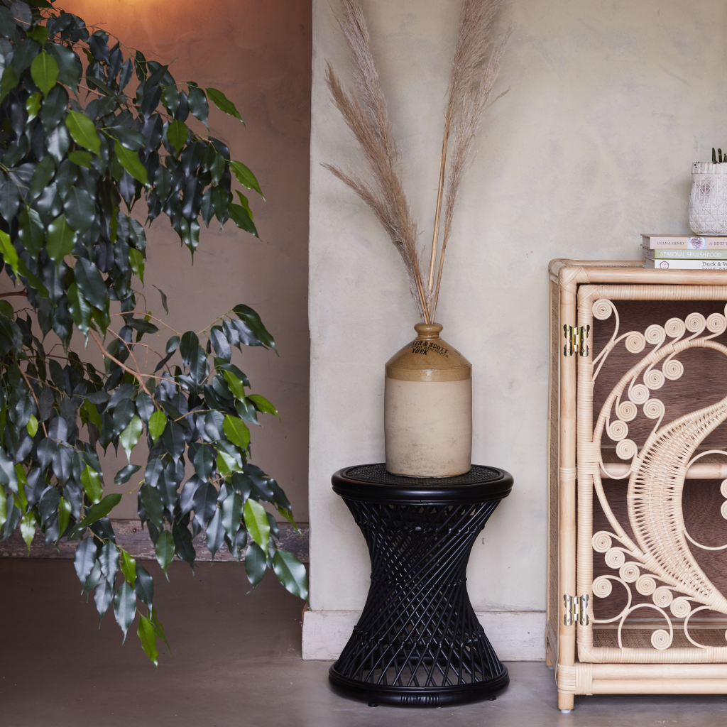 Koko Black Rattan Stool – The Rattan Company