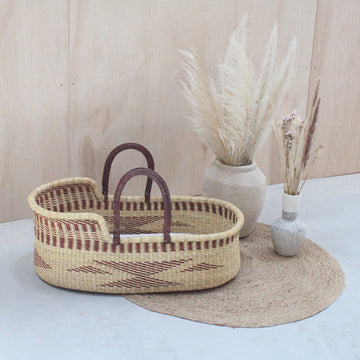 African Elephant Moses Basket with Black Handles – The Rattan Company