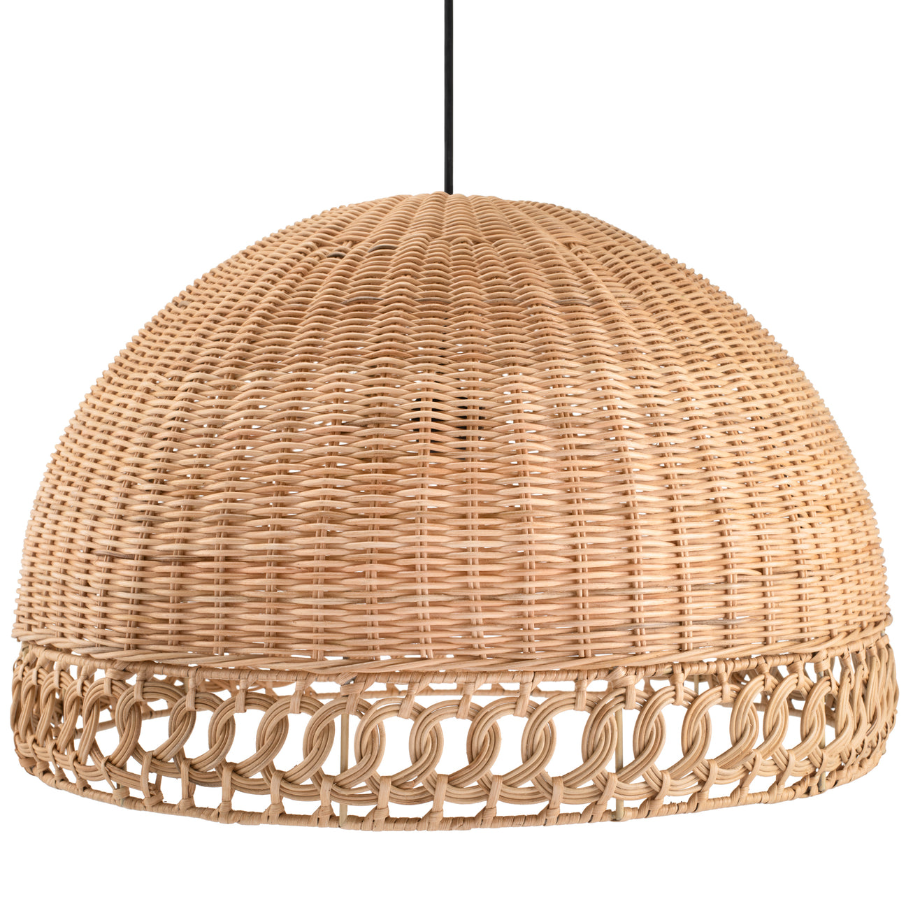 Sarah Rattan Pendant Lamp Shade with Decorative Natural Rattan Skirt ...